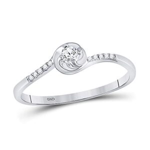 10kt white gold womens round diamond solitaire promise ring 1/10 cttw