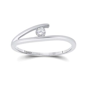 10kt white gold womens round diamond solitaire promise ring 1/10 cttw