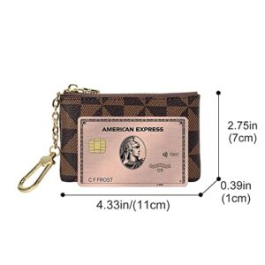 Veki Coin Purse Change Mini Purse Wallet With Key Chain Ring Zipper for Men Women Fashionable Bag Key Chain Pendant Leather Classic Clutch Purse(Brown)