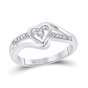 10kt white gold womens round diamond heart promise ring .03 cttw