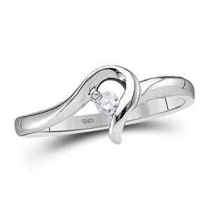 10kt white gold womens round diamond solitaire promise ring 1/20 cttw