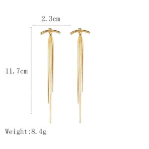 Long Tassel Dangle Earrings for Women Gold Silver Chain Tassel Earrings Punk Sleek Metal Chain Earrings Hypoallergenic Lightweight Tassel Drop Earrings (Gold2)