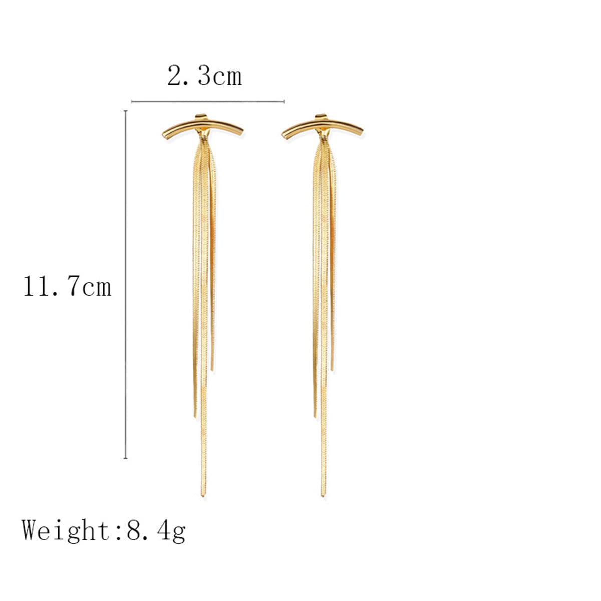 Long Tassel Dangle Earrings for Women Gold Silver Chain Tassel Earrings Punk Sleek Metal Chain Earrings Hypoallergenic Lightweight Tassel Drop Earrings (Gold2)