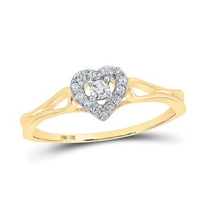 10kt yellow gold womens round diamond heart promise ring 1/8 cttw