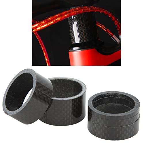 Raguso Bicycle Front Fork Washer, Carbon Fiber Light Weight 28.6mm ID Bike Stem Spacers High Temperature Resistant for Road Bicycles