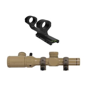 monstrum 1-4x20 rifle scope | flat dark earth | moonstrum offset scope mount with integrated level bubble | bundle