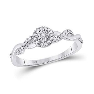 10kt white gold womens round diamond solitaire twist woven promise ring 1/6 cttw