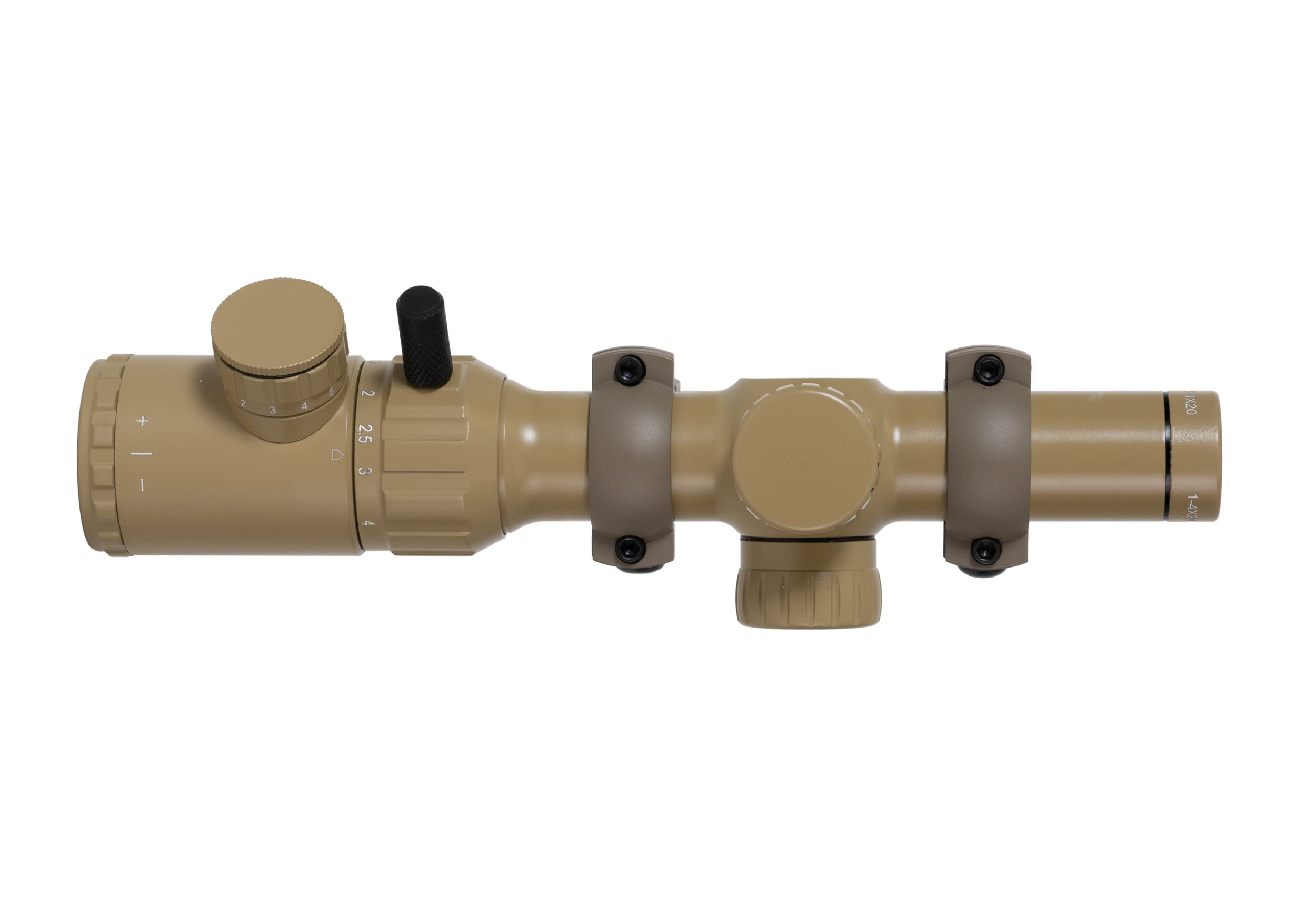 Monstrum 1-4x20 Rifle Scope | Flat Dark Earth | Monstrum Picatinny Scope Rings with Integrated Level Bubble | Bundle