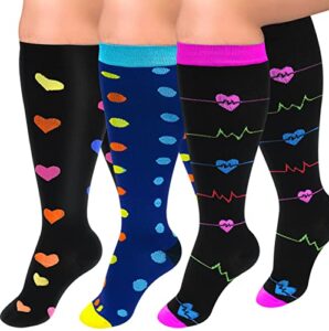 diu life 3 pairs plus size compression socks for women and men wide calf extra knee high support for circulation