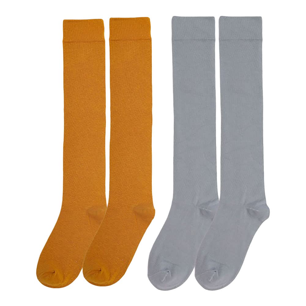 ZooBoo Cotton Buddha Monks Socks - Two Pairs of Elastic Meditation Socks, Shaolin Taiji Wudang Taoist Socks (Yellow+Gray 37-42)