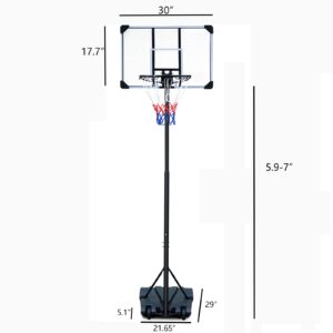 HaoKang Portable Basketball Hoop Height-Ajustable Stand 28 inch Background with Wheels System for Teenager Indoor Outdoor, Black