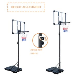 HaoKang Portable Basketball Hoop Height-Ajustable Stand 28 inch Background with Wheels System for Teenager Indoor Outdoor, Black