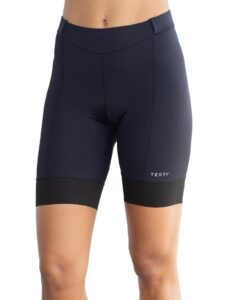 terry bike shorts women padded, bella prima cycling shorts 8.5" black cycling shorts for women with padding silicone leg - blackout, large