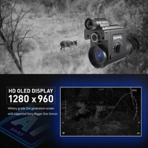 Sytong HT-77 1080P Digital Night Vision Scope Monocular Clip on Riflescope Built-in 940nm IR Illuminator for Hunting Farming night viewing 12mm lens 45mm adapter