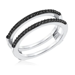 1/4 ctw round treated black diamond white gold ring guard | embrace - size 7