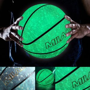 MILACHIC Basketball Glow in The Dark Basketball Ball Size 5/27.5", Glowing Composite Leather Basketball Luminous Basketball Gift for Teenagers