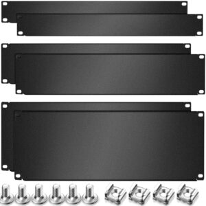 1u,2u,4u blank panel metal rack mount filler panel mount panel spacer 19 inches rack blanking panel kit for enclosure server rack cabinet black (6 pieces)