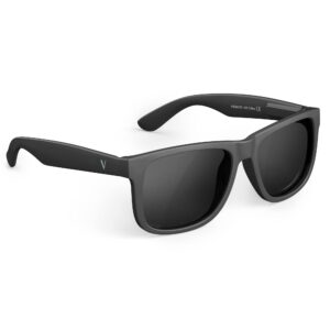 vanmage hanauma polarized sunglasses for men and women, black frame grey lens