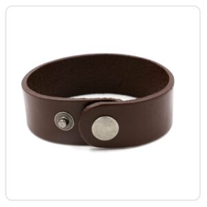 Nsitbbuery Hip Hop Jewelry Snap Wristband Leather Cuff Bracelet(Brown)