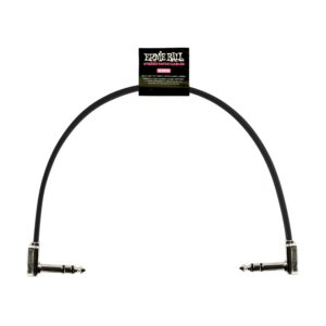 ernie ball flat ribbon stereo patch cable, 12 in, black (p06409)