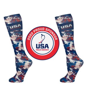 Hocsocx Team USA 2022 Socks Performance Liner Moisture-Wicking Protection for Field Hockey, Ice Hockey, and Soccer