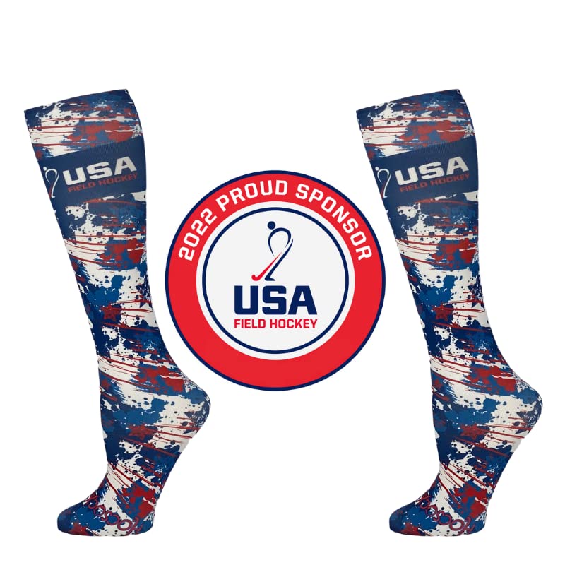 Hocsocx Team USA 2022 Socks Performance Liner Moisture-Wicking Protection for Field Hockey, Ice Hockey, and Soccer