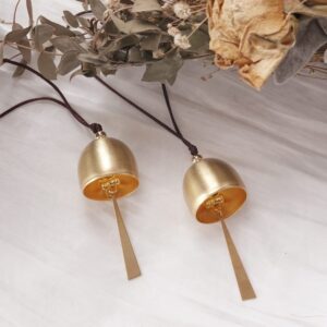 2Pcs Small Gold Plated Hanging Bell Decoration Bell Camping Tent Bells Windown Door Home Decoration Good Luck Bell Mini Hanging Bell Pendent