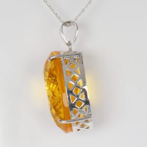 GEMHUB 13.61 GM Oval Cut Yellow Citrine, 925 Sterling Silver Pendant, Loose Gemstone Pendant For Women Party Wear Pendant