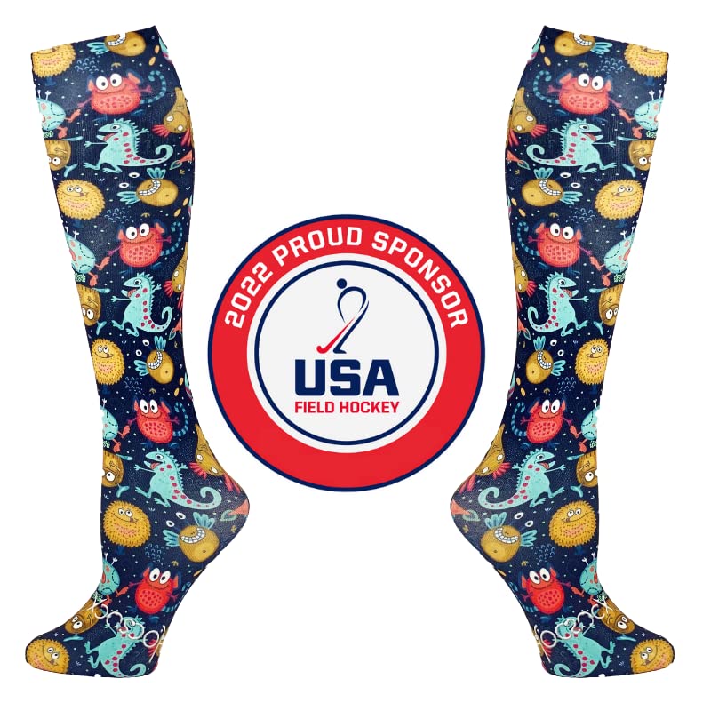 Hocsocx Monsters Socks Performance Liner Moisture-Wicking Protection for Field Hockey, Ice Hockey, and Soccer