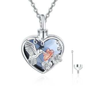 aeneas hummingbird urn necklace for ashes heart sterling silver sympathy gifts for loss of loved one cremation jewelry memorial gifts for women