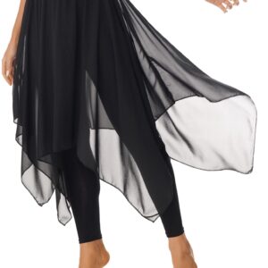 XUNZOO Skirted Leggings for Women Flowy Asymmetric Sheer Chiffon Skirts Ballet Yoga Latin Dance Pantskirt Black 3X-Large