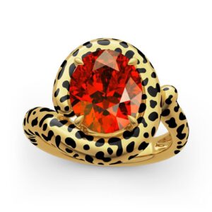 jeulia engagement rings leopard print oval cut ring for women sterling silver wild beauty diamond band for mother's day birthstone anniversary wedding promise jewelry with gift box (red, 8)