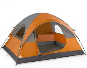 let's camp 3 person backpacking tent,portable lightweight waterproof windproof easy setup backpacking tent,great for camping hiking mountaineering,orange+grey