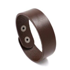 nsitbbuery hip hop jewelry snap wristband leather cuff bracelet(brown)