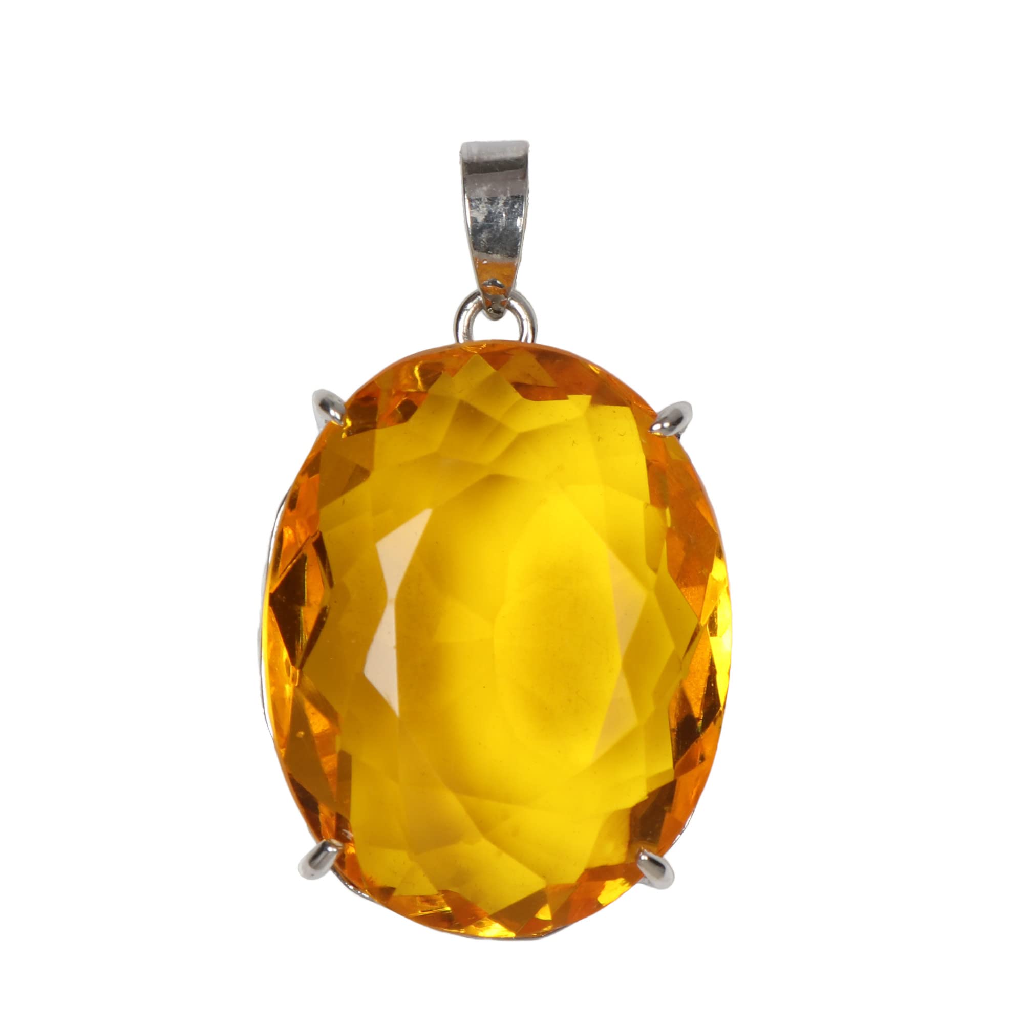 GEMHUB 13.61 GM Oval Cut Yellow Citrine, 925 Sterling Silver Pendant, Loose Gemstone Pendant For Women Party Wear Pendant