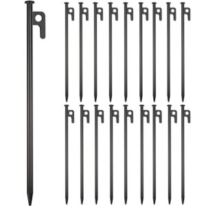 baoz 20pcs 16" heavy duty tent stakes metal camping tarp pegs steel tent spikes for tent tarp outdoor trip canopy large hard ground rocky soil,tent stake heavy duty, stakes heavy duty