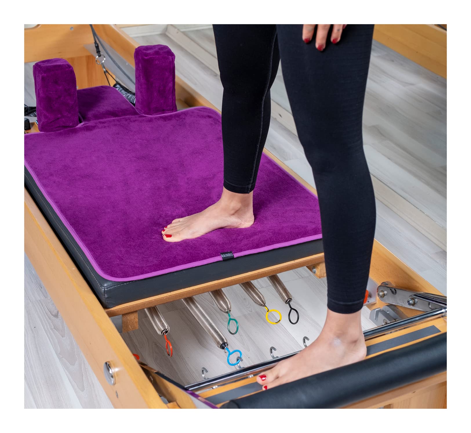 RAINBO Pilates Reformer Non-Slip Mat Towel (Included 2 Pcs Shoulder Block Covers) (Purple), Multicolor