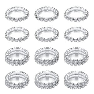 hlin 12 pcs elastic crystal toe ring silver rhinestone accessories body jewelry