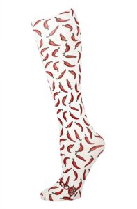 hocsocx chili peppers knee-high liner socks breathable moisture-wicking protection for field hockey, ice hockey, and soccer