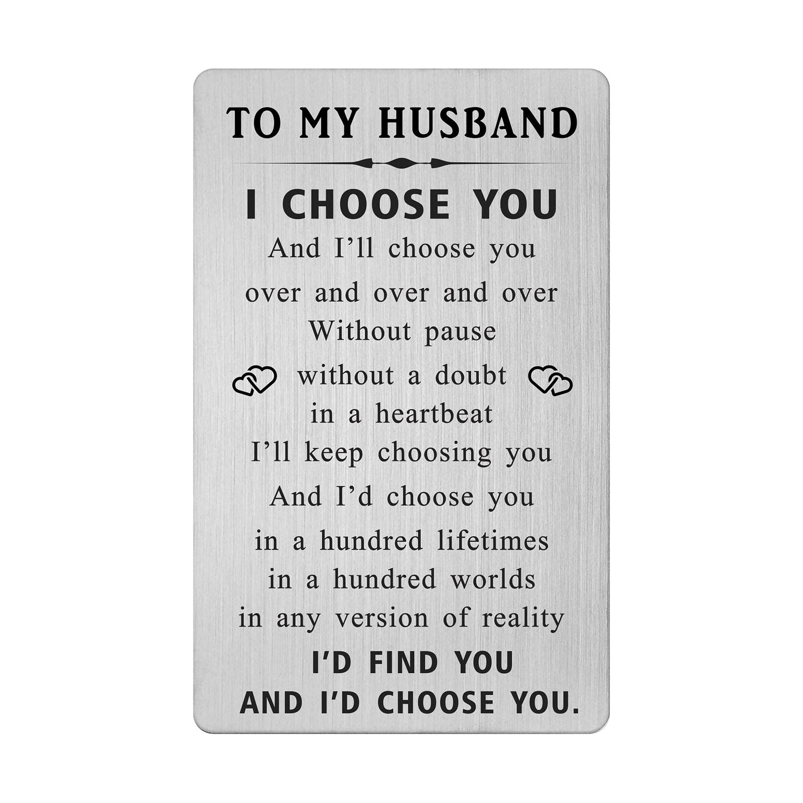 HYHYDHP Husband Fathers Day Card - Wedding Day Gifts for Husband from Wife - I Choose You Gifts for Him Husband - Groom from Bride, Engagement Card, I Love You Gifts, Anniversary Card for Men Ideas