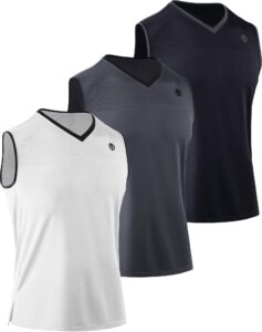 neleus men's 3 pack running tank tops v neck sleeveless athletic shirts,5122,black/grey/white,s