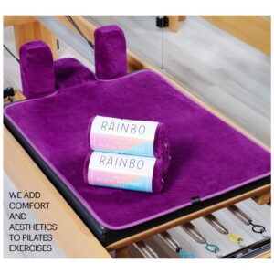 RAINBO Pilates Reformer Non-Slip Mat Towel (Included 2 Pcs Shoulder Block Covers) (Purple), Multicolor