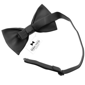 Adam Young Men's Bow Ties with Handkerchief & Cufflinks Pre-Tied Style Formal Satin Classic Bowtie for Tuxedo Faux Silk