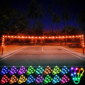 yepitis badminton net light, 17 colors 7 modes waterproof led light with remote for backyard badminton volleyball game at night, great addition to led shuttlecocks for net up to 17ft(net not include)