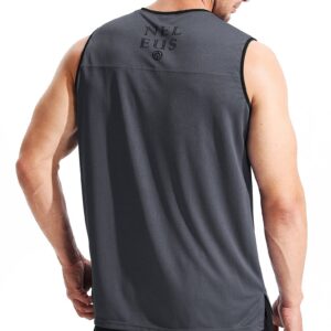 NELEUS Men's 3 Pack Running Tank Tops V Neck Sleeveless Athletic Shirts,5122,Black/Grey/White,S