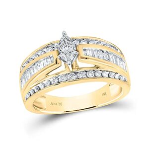 14kt yellow gold marquise diamond solitaire bridal wedding engagement ring 1 cttw