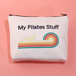 JXGZSO Funny Pilates Makeup Bag Pilates Lover Gifts My Pilates Stuff Cosmetic Pouch Bag Yoga Meditation Gift Yoga Instructor Gift