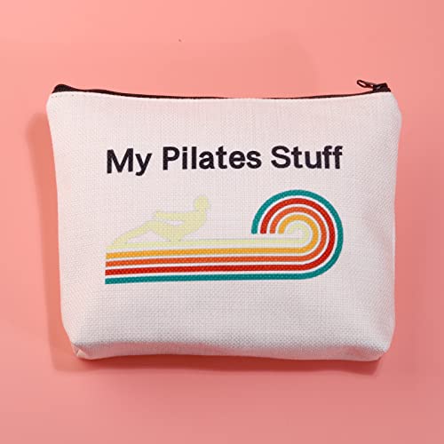 JXGZSO Funny Pilates Makeup Bag Pilates Lover Gifts My Pilates Stuff Cosmetic Pouch Bag Yoga Meditation Gift Yoga Instructor Gift