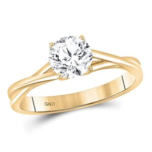 14kt yellow gold round diamond solitaire bridal wedding engagement ring 3/4 cttw