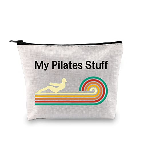 JXGZSO Funny Pilates Makeup Bag Pilates Lover Gifts My Pilates Stuff Cosmetic Pouch Bag Yoga Meditation Gift Yoga Instructor Gift